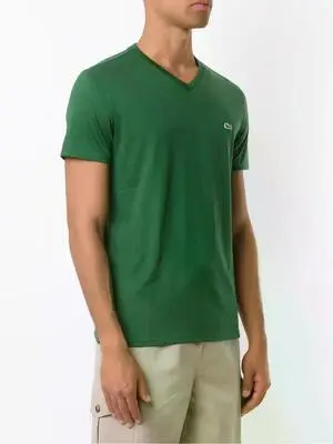 Lacoste Logo-embroidered Cotton V-neck T-shirt