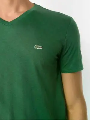 Lacoste Logo-embroidered Cotton V-neck T-shirt