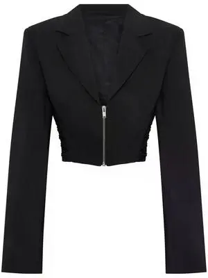 DION LEE Zipped Cropped Blazer - Black