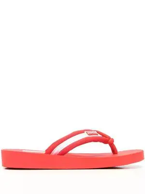 Kenzo Logo Patch Striped Flip Flops - Red