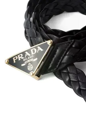 Prada Braided Leather Belt - Black