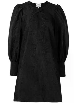 GANNI Jacquard Organza Mini Dress - Black