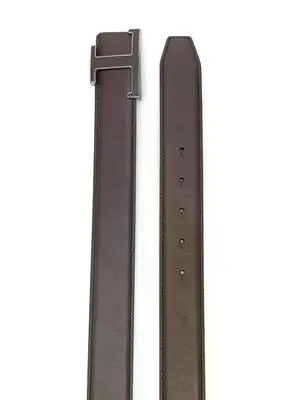 TOD'S Logo Buckle Leather Belt - Brown