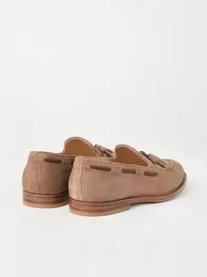 Brunello Cucinelli Suede Loafers With Tassel Detail - Brown