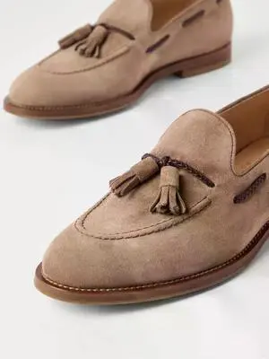 Brunello Cucinelli Suede Loafers With Tassel Detail - Brown