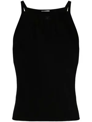 COURREGES Ribbed Knit Square Neck Tank Top
