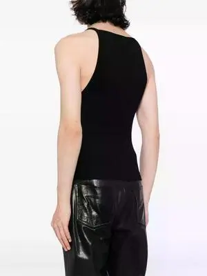 COURREGES Ribbed Knit Square Neck Tank Top