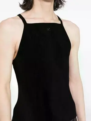 COURREGES Ribbed Knit Square Neck Tank Top