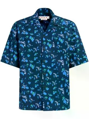 Marni Graphic-print Cotton Shirt - Blue