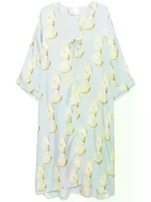 Givenchy Lemon-print Silk Satin Kaftan - Blue