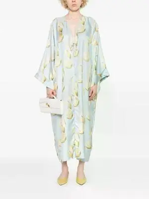 Givenchy Lemon-print Silk Satin Kaftan