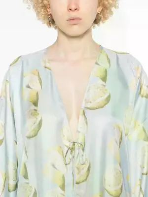 Givenchy Lemon-print Silk Satin Kaftan