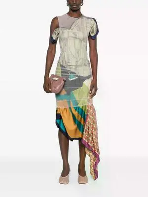MARINE SERRE Asymmetrical Midi Dress