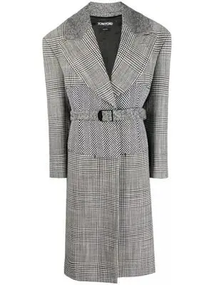TOM FORD Patchwork Belted Wool Coat - Black