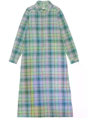 GANNI Check-pattern Seersucker Shirt Dress - Blue