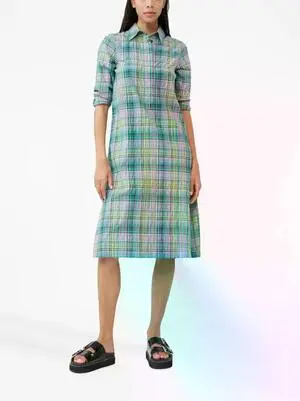 GANNI Check-pattern Seersucker Shirt Dress