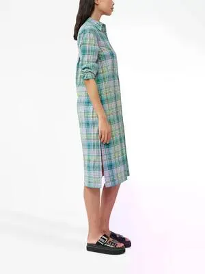GANNI Check-pattern Seersucker Shirt Dress