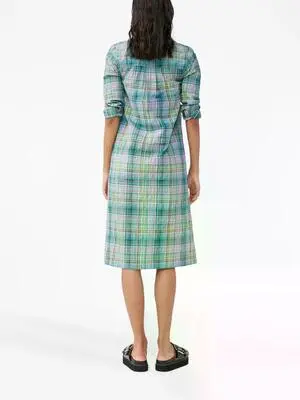 GANNI Check-pattern Seersucker Shirt Dress