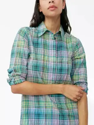 GANNI Check-pattern Seersucker Shirt Dress