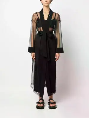 Alchemy Fashions Belted Sheer Mesh Jacket