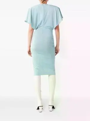 Stella McCartney Padded-shoulder Short-sleeve Midi Dress