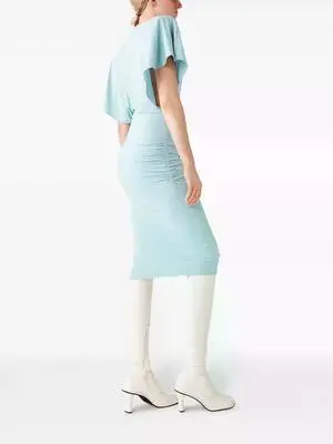 Stella McCartney Padded-shoulder Short-sleeve Midi Dress
