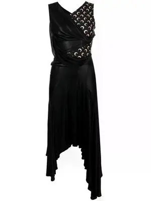 MARINE SERRE Crescent Moon Print Asymmetric Dress