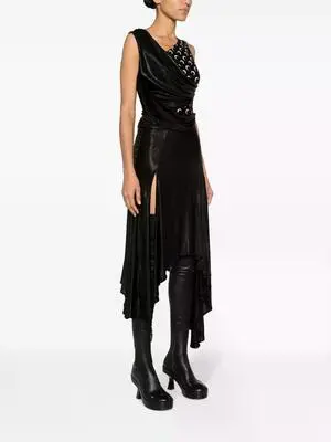 MARINE SERRE Crescent Moon Print Asymmetric Dress
