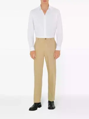Burberry Logo-embroidered Cotton Chino Trousers