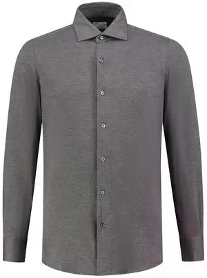 FINAMORE 1925 Long-sleeved Cotton-blend Shirt - Grey