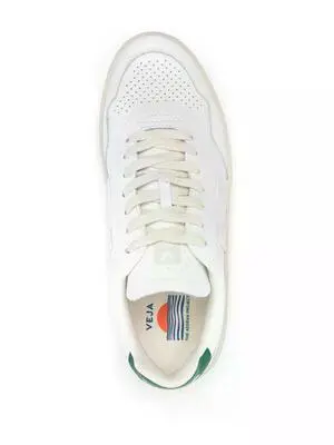 VEJA V-90 Lace-up Leather Sneakers - White