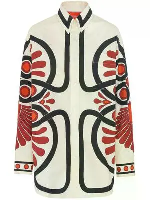 La DoubleJ Geometric Print Cotton Shirt - White