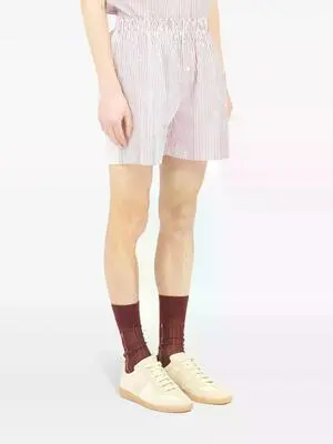 MAISON MARGIELA Striped Cotton Shorts - Red