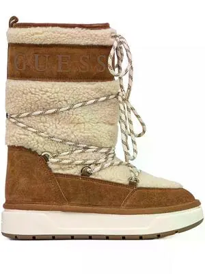 Guess Lace-up Flatform Boots - Neutrals