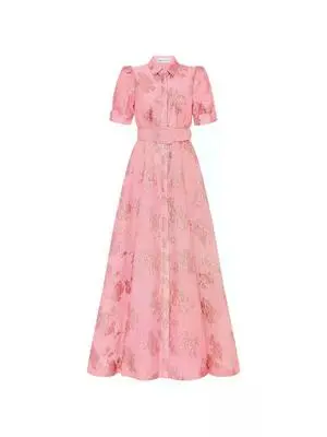 Rebecca Vallance Floral-jacquard Belted Maxi Dress - Pink