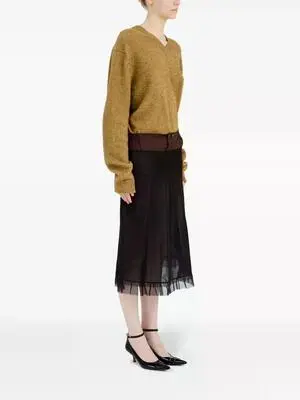 MAISON MARGIELA Tulle Midi Skirt With Ruffle Hem - Black