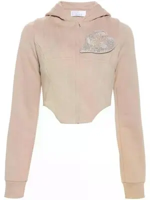 Giuseppe Di Morabito Rhinestone Embellished Corset Hooded Top - Neutrals