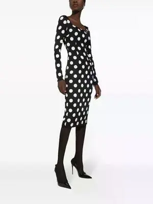 Dolce & Gabbana Polka Dot Print Midi Dress