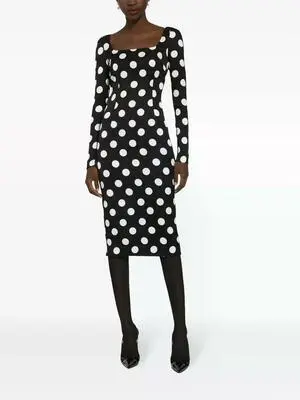 Dolce & Gabbana Polka Dot Print Midi Dress