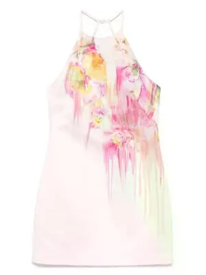 Blumarine Floral Print Mini Dress - Pink