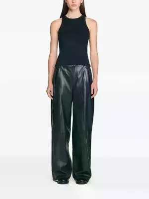 Sandro Logo Embroidered Ribbed Tank Top - Black