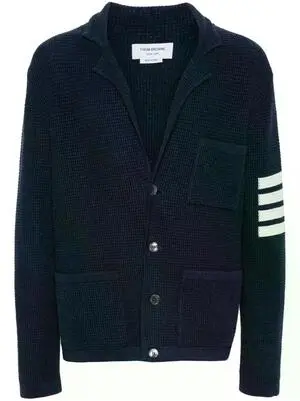 Thom Browne Cardigan With Signature Stripes - Blue
