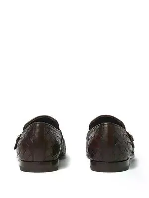 SCAROSSO Cedar Woven Leather Monk Strap Loafers