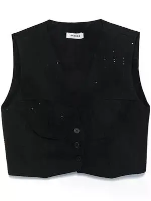 Sandro Sequin Embellished Cropped Vest