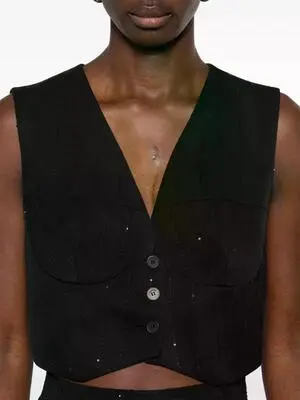 Sandro Sequin Embellished Cropped Vest