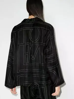 TOTEME Sanville Monogram Silk Shirt - Black