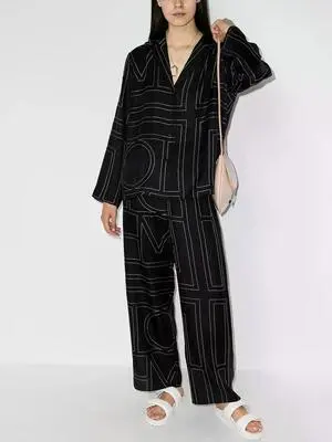 TOTEME Sanville Monogram Silk Shirt - Black