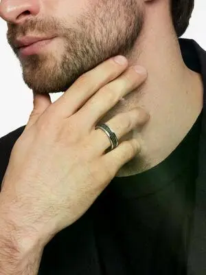David Yurman Sterling Streamline Two Row Diamond Band Ring