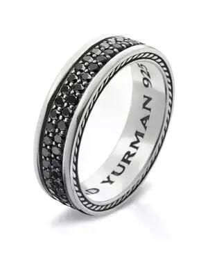 David Yurman Sterling Streamline Two Row Diamond Band Ring