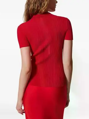TWINSET Ribbed Polo Top With Gold-tone Buttons - Red